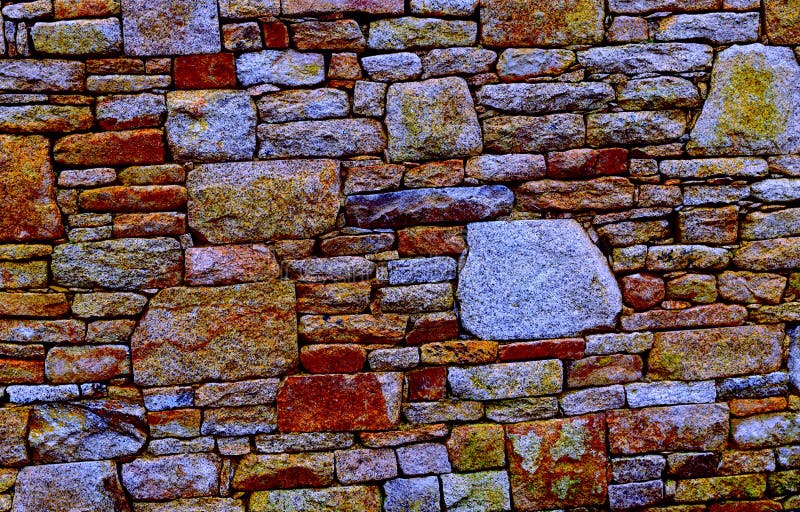 Textured Stone Wall with Tight Agencement of Different Sizes and Shapes ...