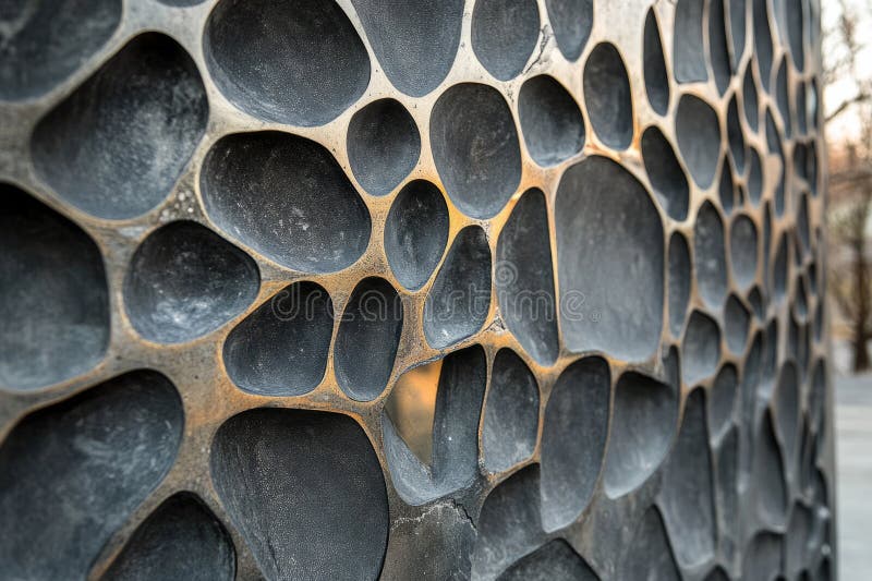 Textured Stone Wall Creating a Modern Abstract Pattern with Holes Stock ...