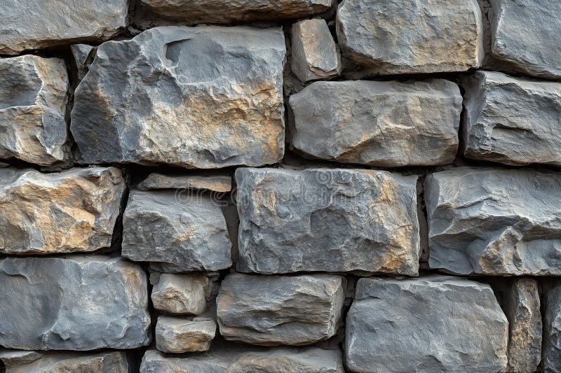 Textured Stone Wall Made of Gray and Tan Natural Rock Blocks in a ...