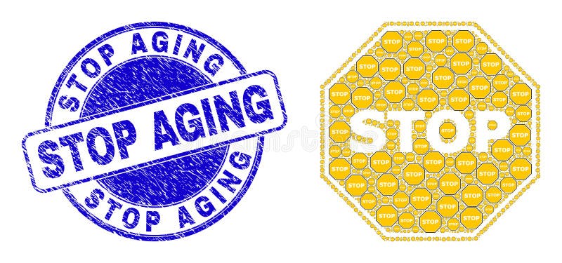 Textured Stop Aging Seal and Octagon Warning Stop Recursion Mosaic of ...