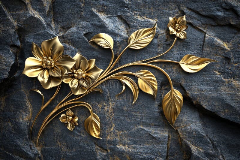 A Textured Stucco Wall with Golden Embellishments on Concrete. Stock ...