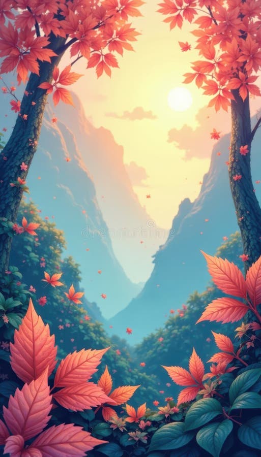 Textured Sun Rays, Stylized Leaves, Pastel Hues, Color, Sky Stock ...