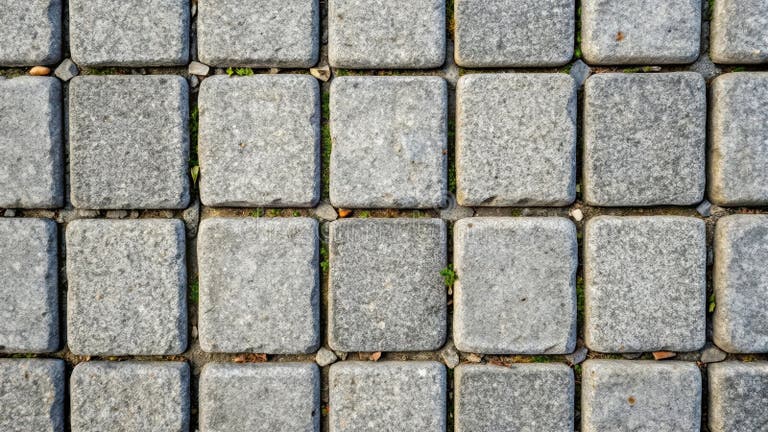 A Textured Surface of Interlocking Grey Stone Paving Blocks with Small ...