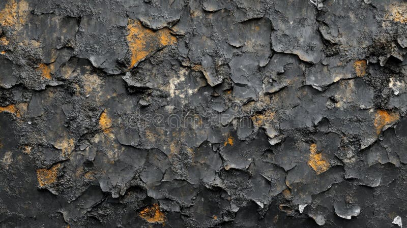 A Textured Surface with Peeling Black Paint and Hints of Orange ...