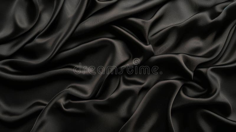 Textured Surface of Rich Black Satin with Elegant Folds Creating a ...