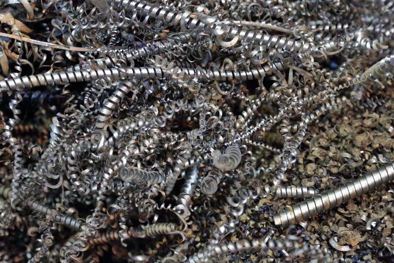 Metal Chips after Industrial Turning Stock Image - Image of production ...