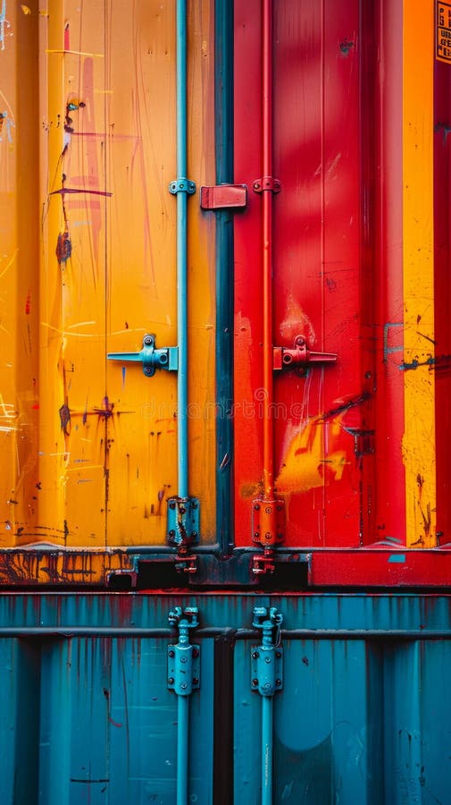 Textured Surface of a Weathered Shipping Container. Generative Ai Stock ...