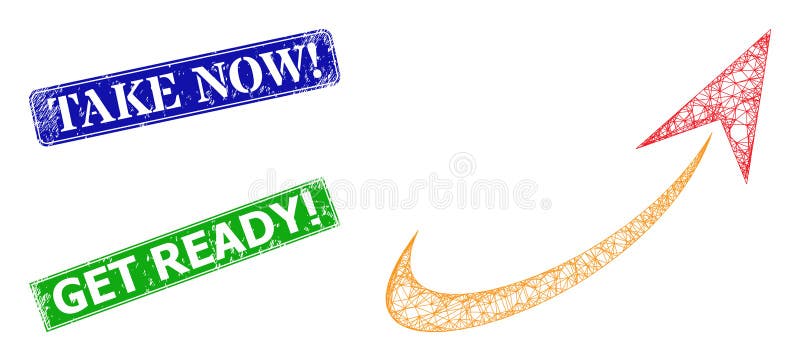 Textured Take Now! Seals and Polygonal Mesh Startup Icon Stock Vector ...