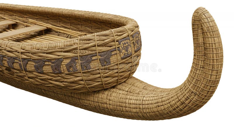 Textured Tan Boat with Curved Prow Isolated on White Background Stock ...