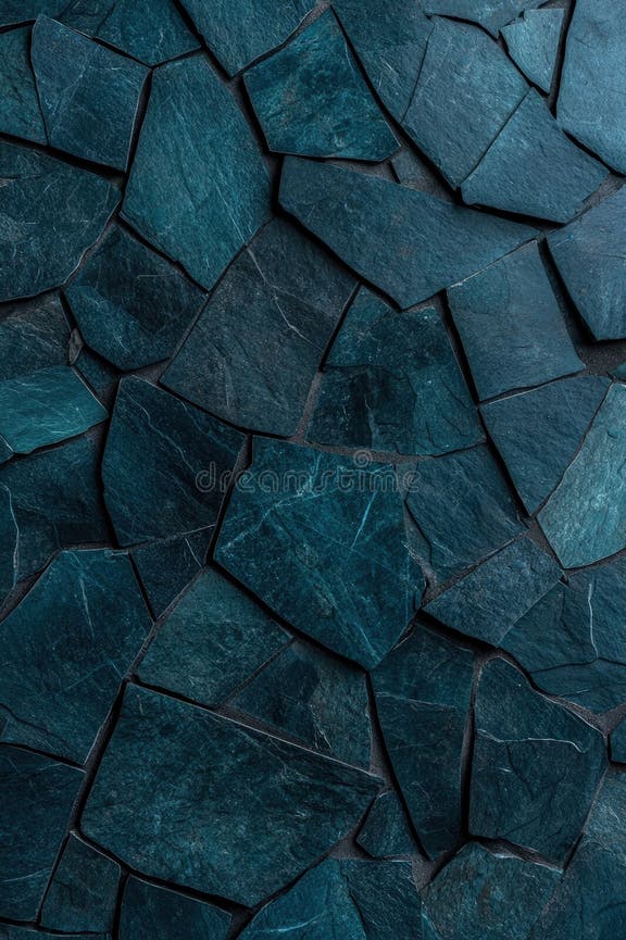 Textured Teal Stone Wall Cladding Creates a Unique Background. Stock ...