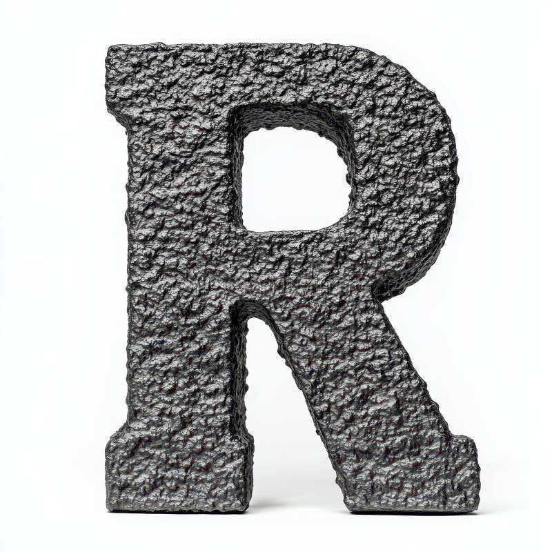 A Textured, Three-dimensional Letter "R" Designed with a Rough, Stone ...
