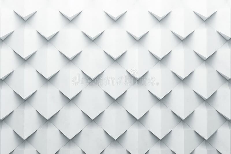 Textured Three-dimensional Wall Design Featuring White Geometric Shapes ...
