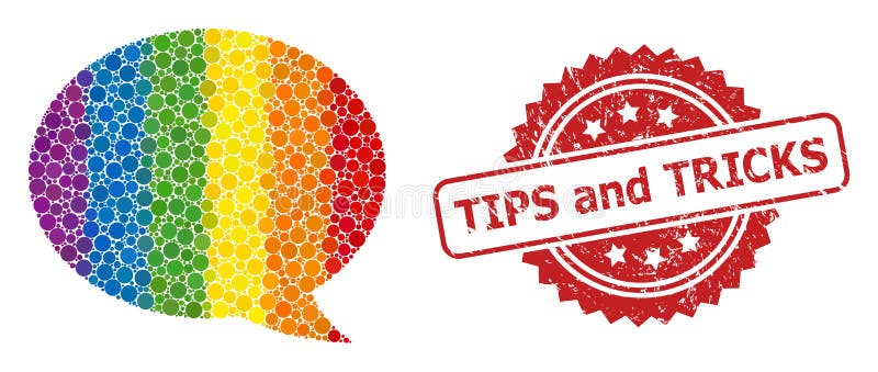 Textured Tips and Tricks Stamp and Bright Colored Message Cloud Mosaic ...