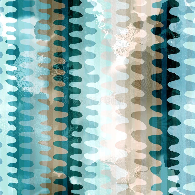 Textured and Tonal Turquoise Abstract Watercolor Seamless Pattern ...