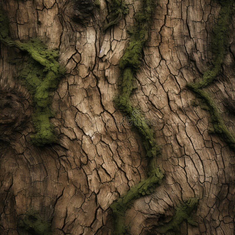 Textured Tree Bark with Green Moss in a Forested Area Stock ...