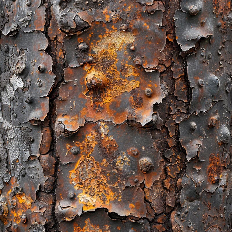 Close-up of an Aged Tree Trunk Displaying Intricate Textures and Rust ...