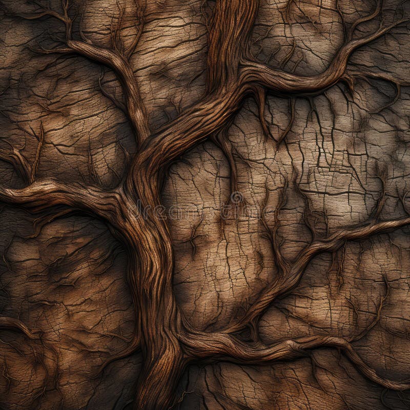 Textured Tree Roots Intertwining with Cracked Earth Detail Stock ...