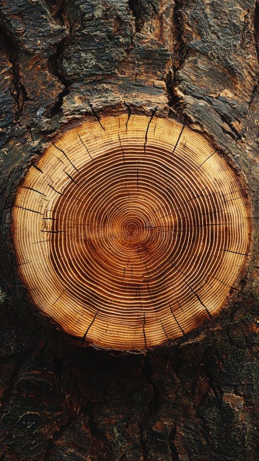 Textured Tree Trunk with a Cut Exposing the Rich Layers and History of ...