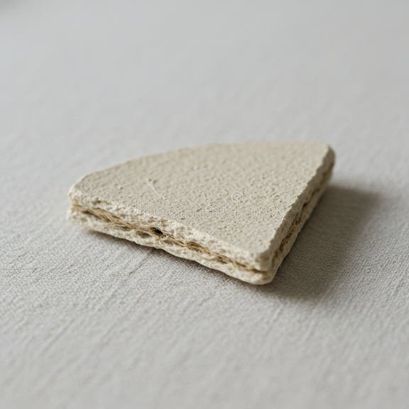 A Textured, Triangular Piece of Crispbread Lying on a Light-colored ...