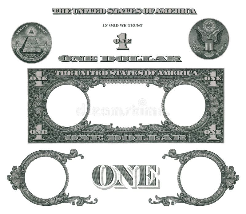 Elements of 1 US Dollar Banknote Stock Photo - Image of banknote ...