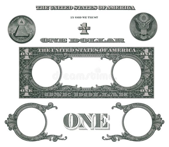 Elements of 1 US Dollar Banknote Stock Photo - Image of banknote ...
