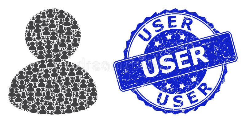 Textured User Round Stamp and Recursive User Icon Composition Stock ...