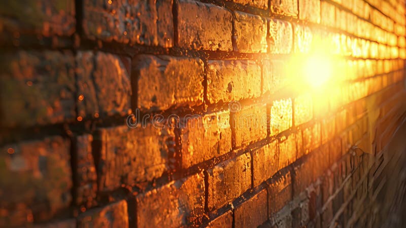 A Textured View of a Brick Wall with Warm Sunlight Peeking through the ...