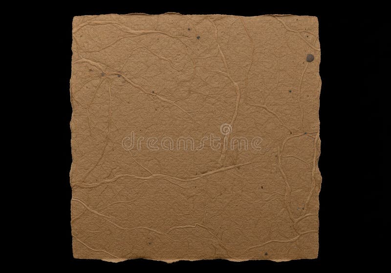 Textured Vintage Brown Paper with Raw Edges on Black Background Stock ...
