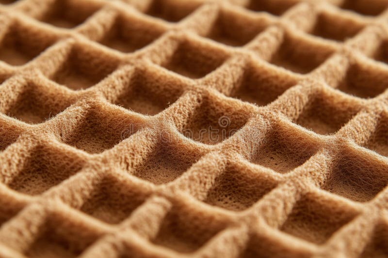 Textured Waffle Pattern, Close-up View, Warm Brown Tones, Soft Surface ...