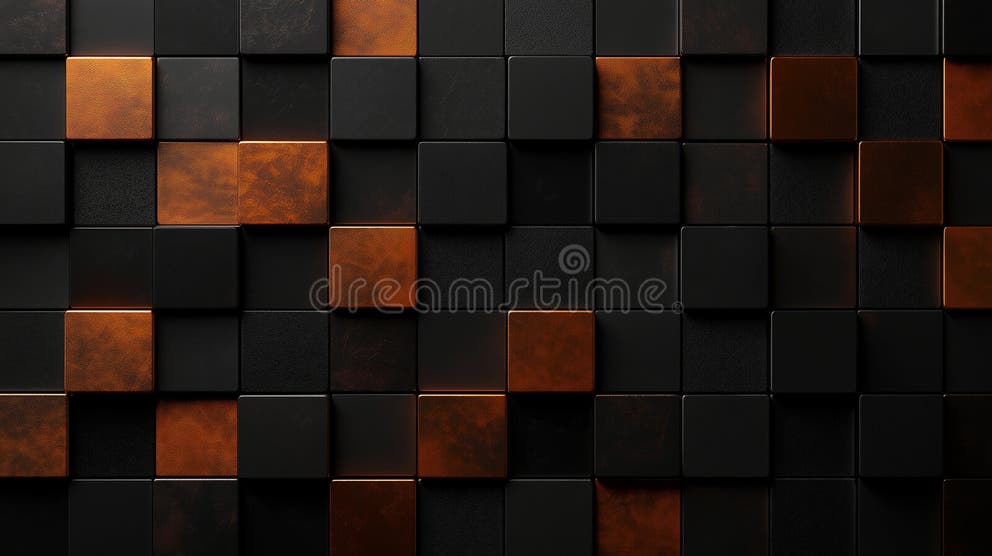Textured Wall with Black and Copper Tiles, Creating Modern Aesthetic ...