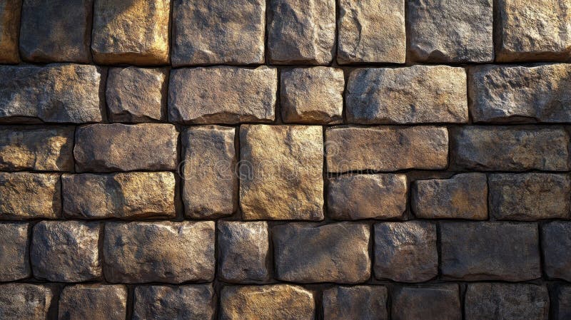 A Textured Wall of Brown and Grey Stone Blocks Stock Illustration ...