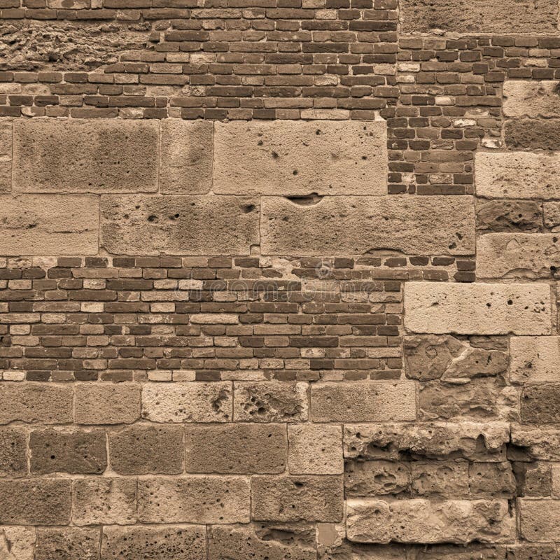 A Textured Wall Composed of Irregular Rectangular Stones and Bricks ...