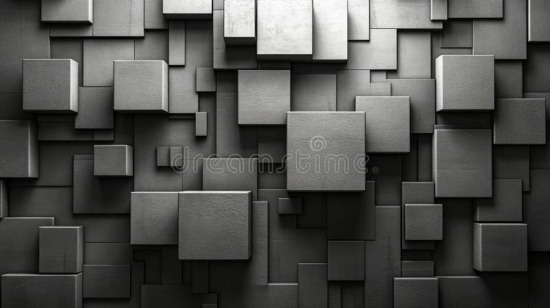 Abstract Arrangement of Geometric Black and Gray Blocks Creates a ...