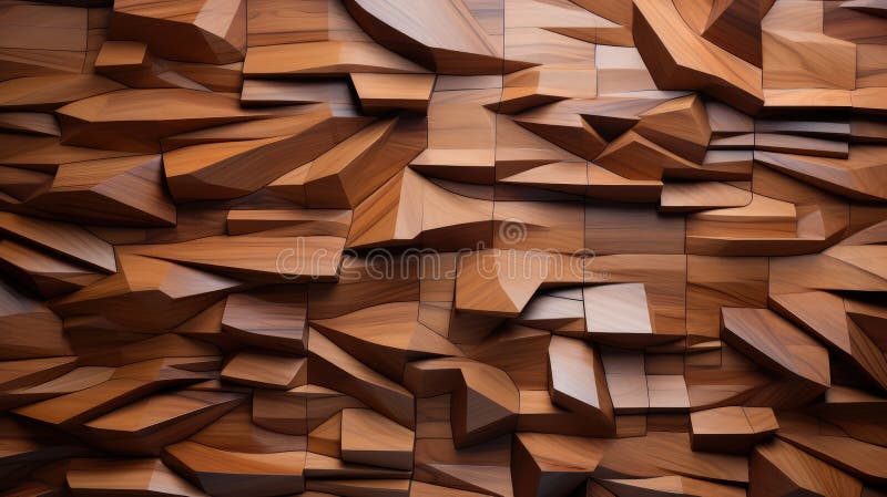Intricate Wooden Wall Design Featuring Angular Geometric Shapes Stock ...