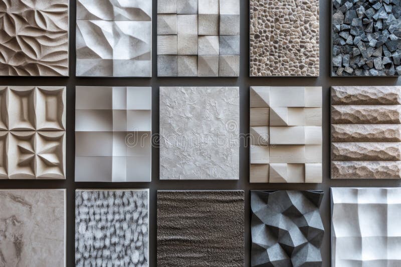 Textured Wall Coverings Collection Display Stock Illustration ...