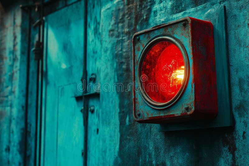 A Textured Wall in a Dark Room is Where a Flashing Red Warning Light ...