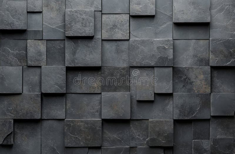 Textured Wall of Dark Stone Tiles Arranged in a Modern Pattern for ...