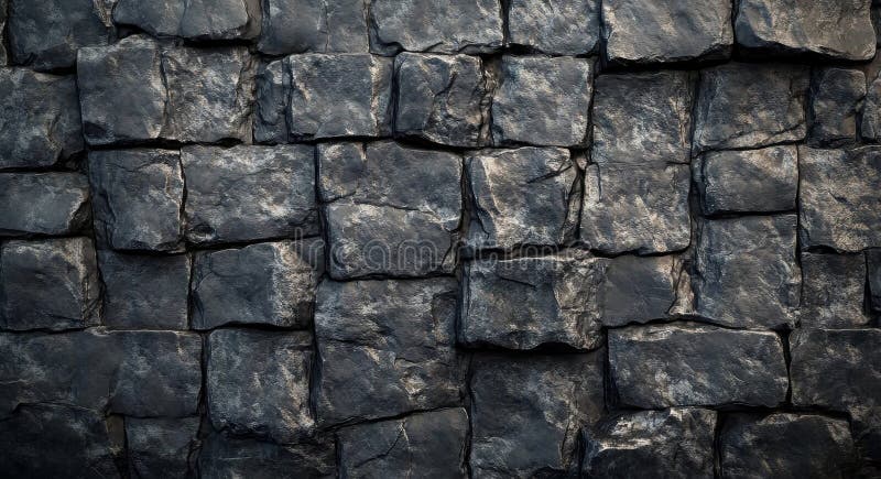 A Textured Wall of Dark Stones in a Rustic Pattern Conveys Strength and ...