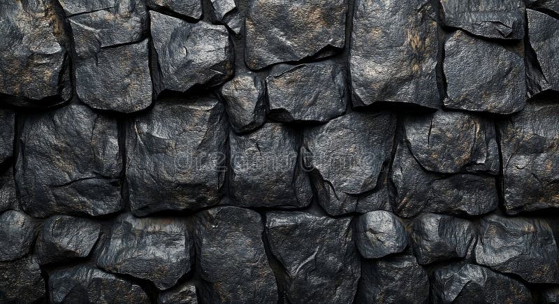 A Textured Wall of Dark Stones in a Rustic Pattern Conveys Strength and ...