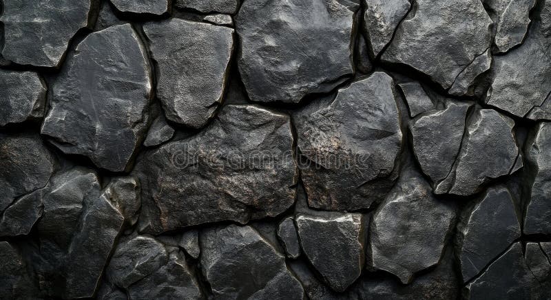 A Textured Wall of Dark Stones in a Rustic Pattern Conveys Strength and ...