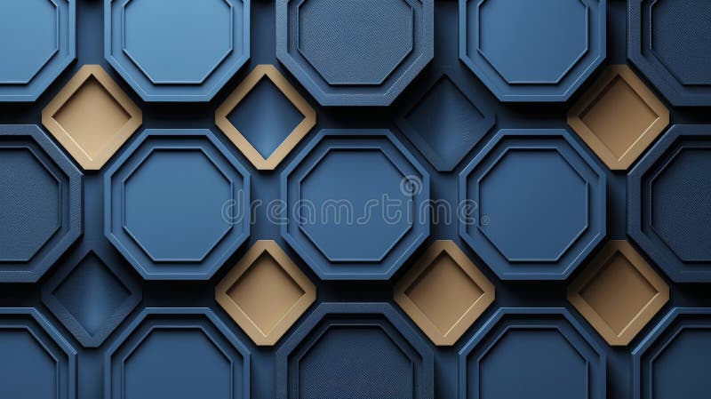 Textured Wall Design with Octagonal and Square Patterns in Deep Blue ...