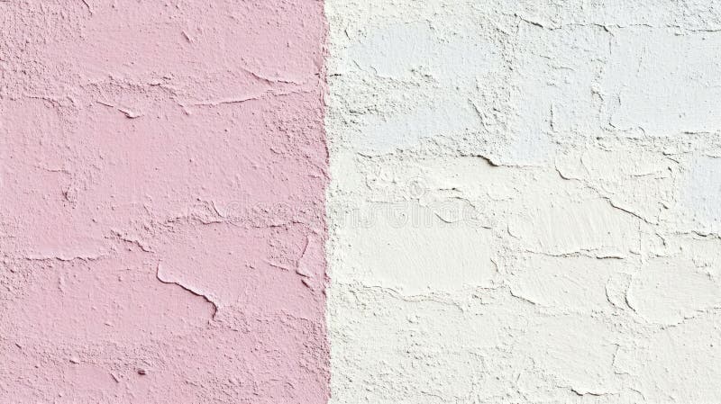 A Textured Wall Divided into Pink and White Sections, Showcasing Color ...