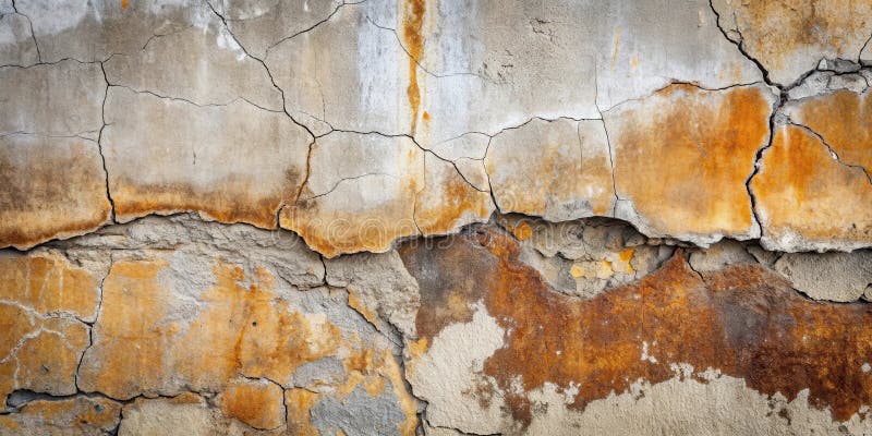 Textured Wall with Extensive Cracking and Rust Stains. Generative AI ...