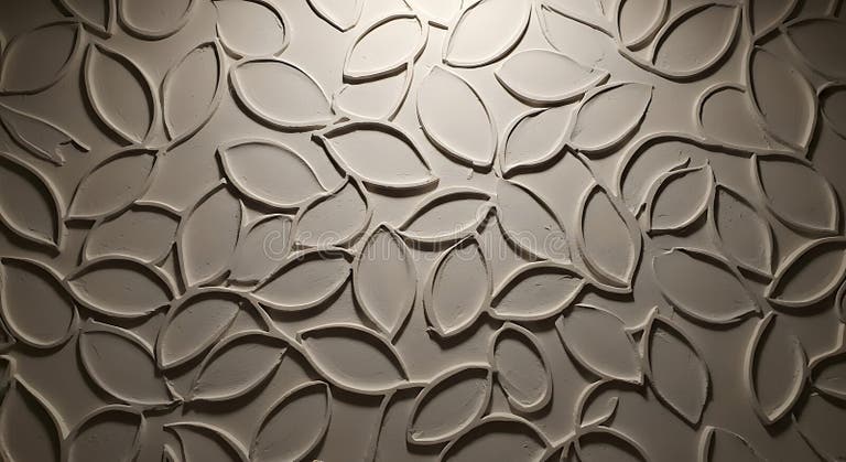 A Textured Wall Features a Repeating Pattern of Overlapping Leaf-like ...