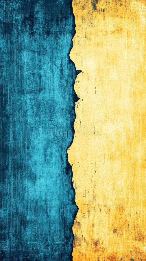 Abstract Cracked Wall Split into Blue and Yellow Sections Stock Image ...