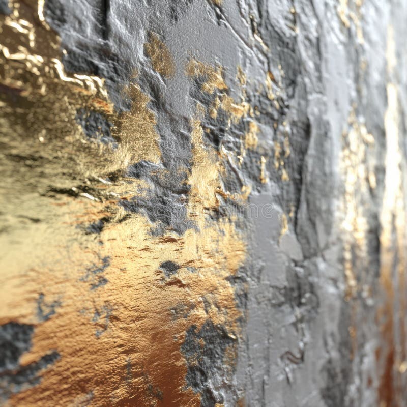 Textured Wall Featuring Gold and Silver Detailing in an Artistic Design ...