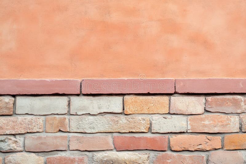 Textured Wall Featuring a Mix of Smooth Plaster and Rough Brick in Warm ...