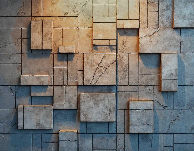 Textured Wall with Geometric Overlapping Concrete Tiles Stock ...
