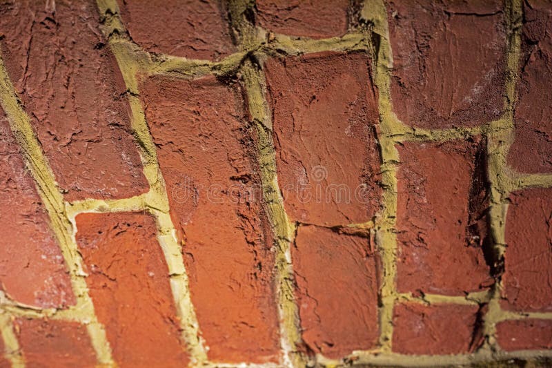 Textured Wall Lined with Red Brick Inside Stock Photo - Image of warm ...