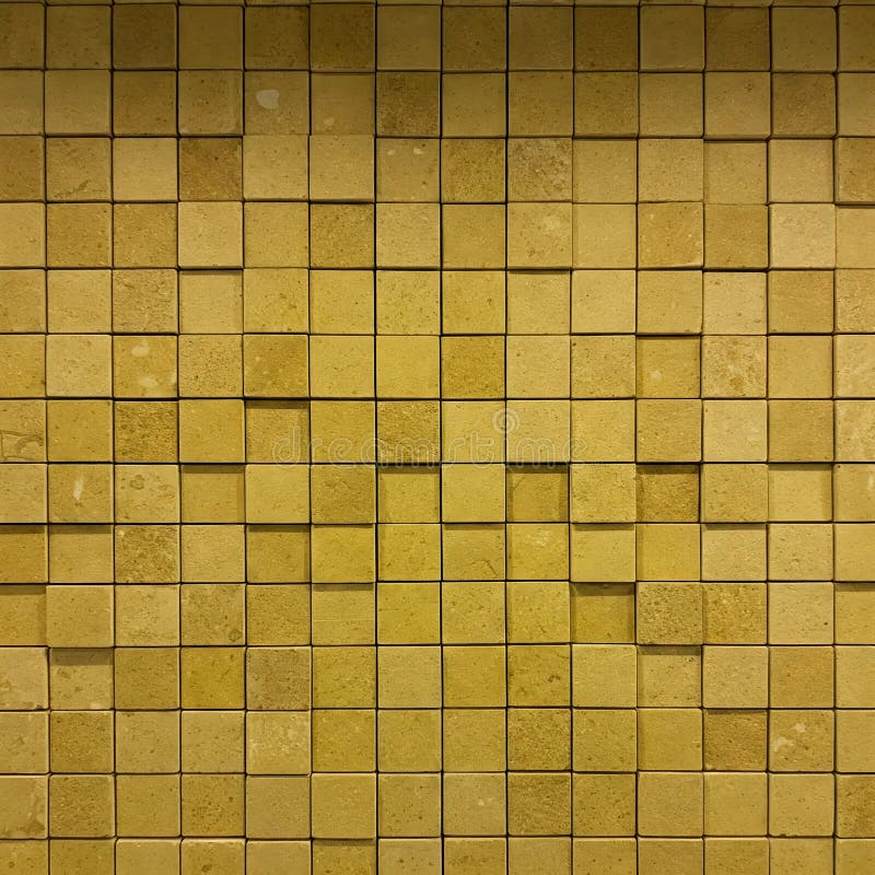 A Textured Wall Made of Small, Uneven Yellow-brown Square Tiles Stock ...